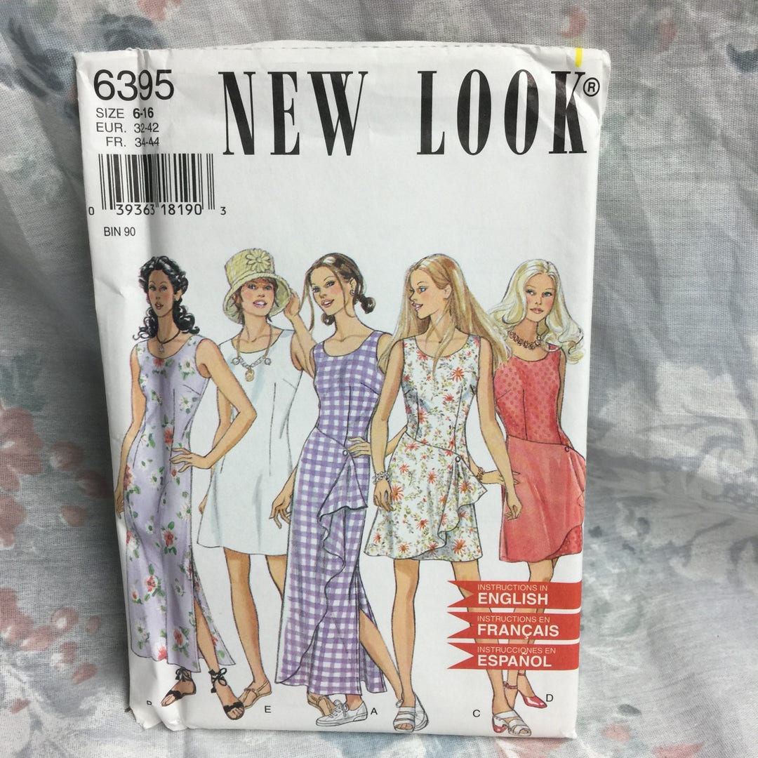 New Look 6395 Misses Maxi Dress Boho Peasant Vintage Sewing Pattern ...