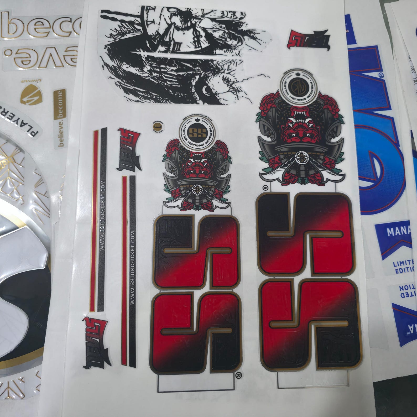 3D Embossed Cricket Bat Stickers in Chrome Quality, Customization Also ...