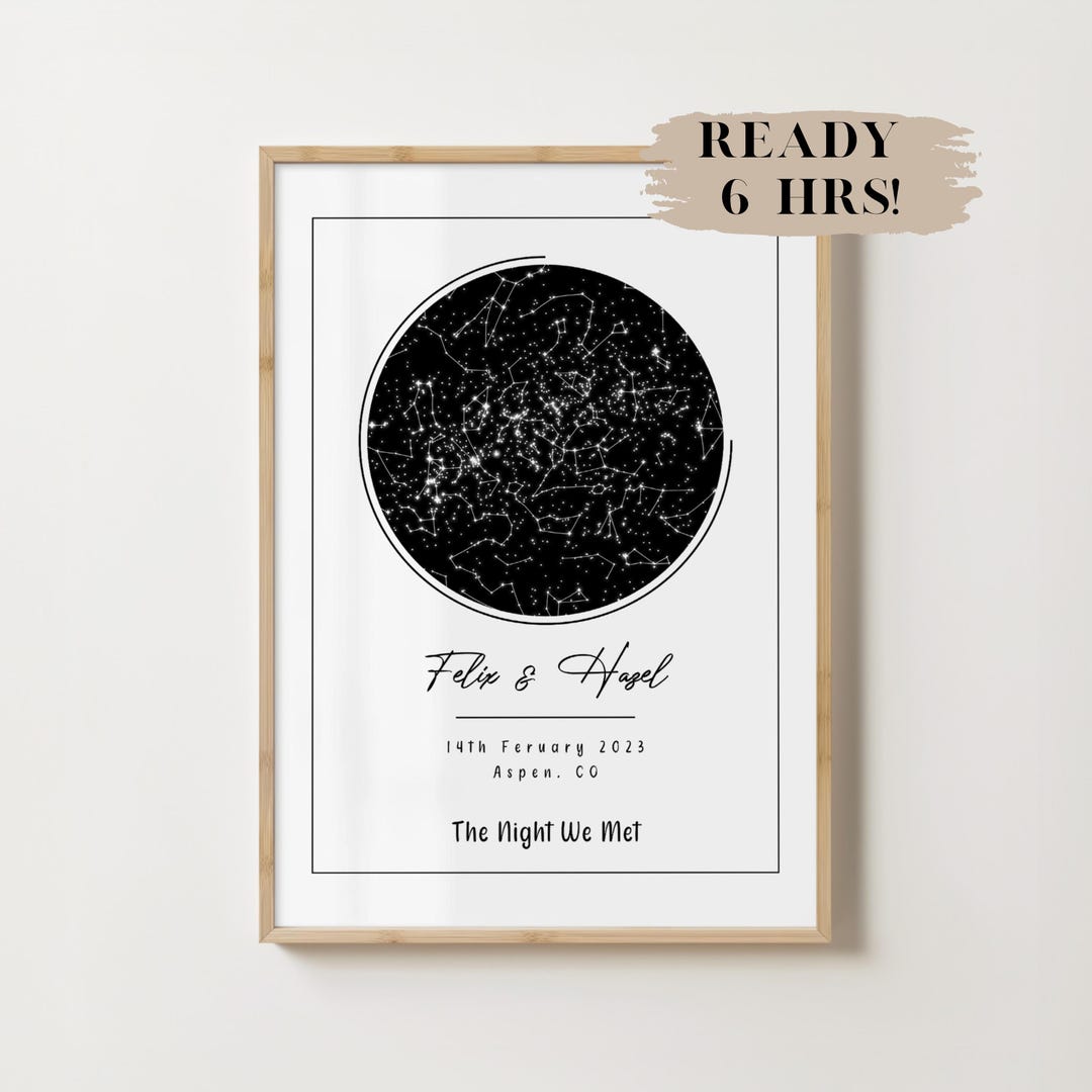 Custom Star Map by Date, Personalized Anniversary Gift, Anniversary ...