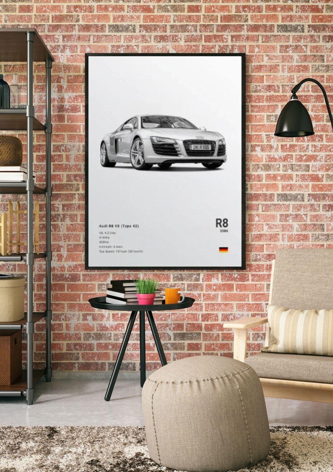 Audi R8 V8 Poster Print Wall Art Car Photography detailed Car Posters ...