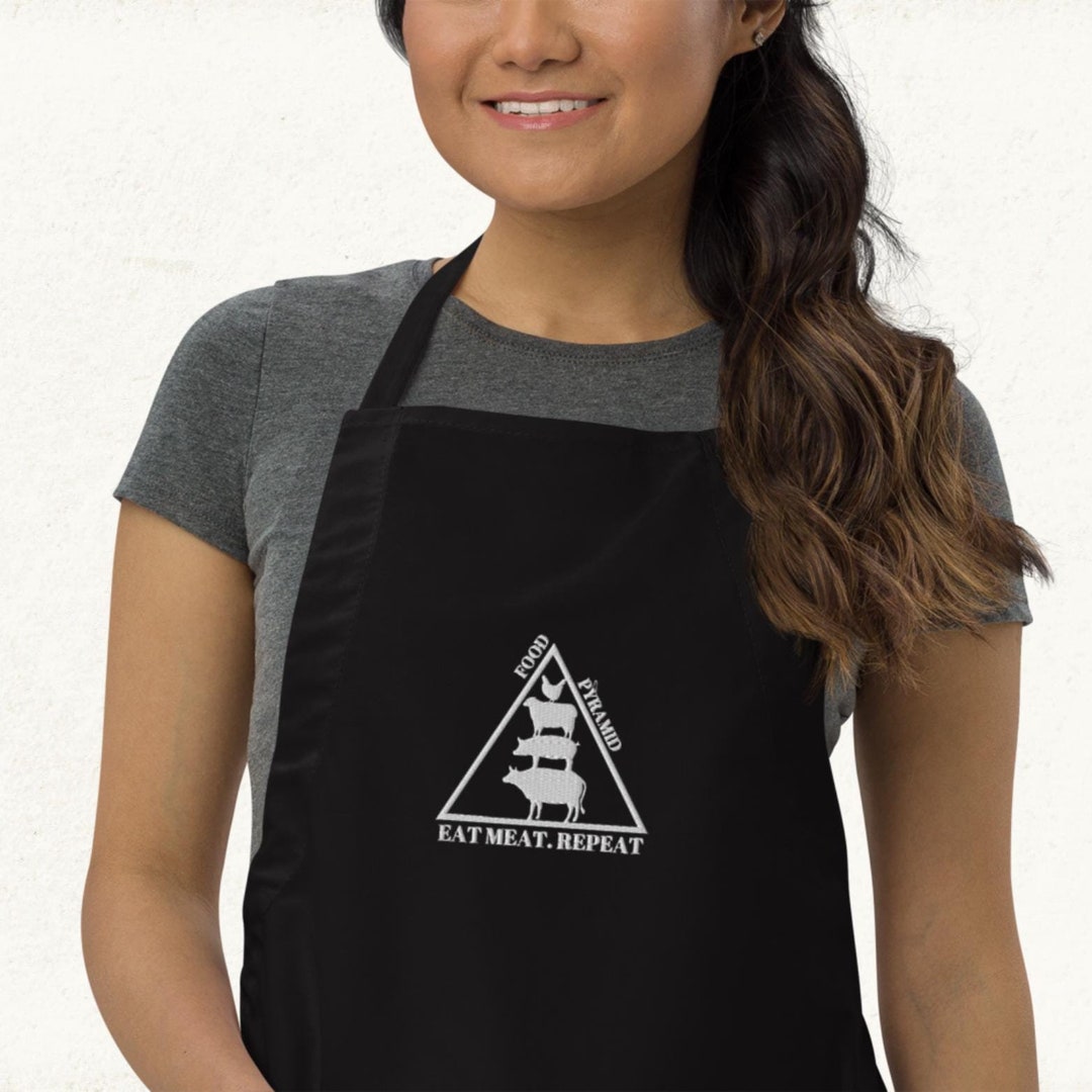 Food Pyramid Eat Meat Repeat Cotton Embroidered Apron Carnivore Lover ...