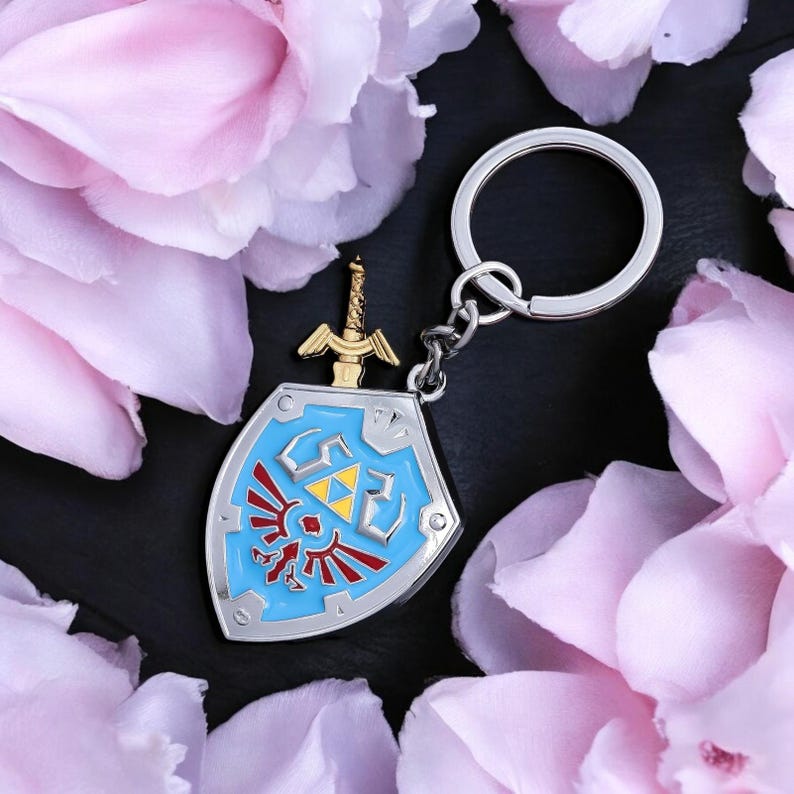 Hylian Shield & Master Sword Metal Pendants | Zelda Keychains Breath of the Wild | Gamer Jewelry ...