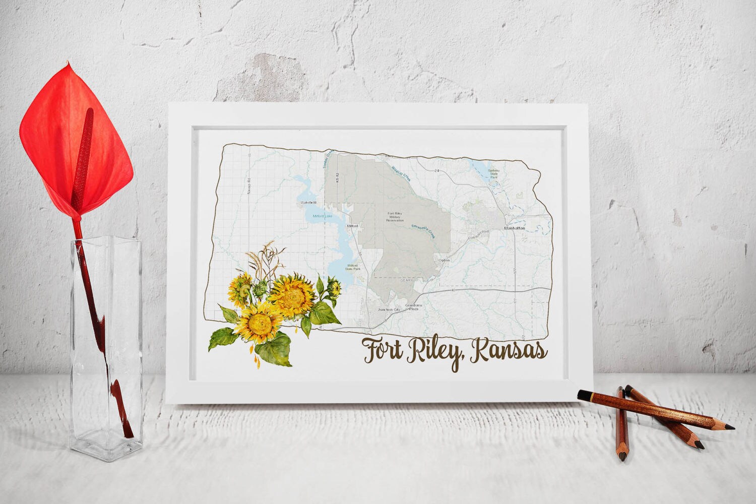Fort Riley, Kansas: Printable Wall Art, Sunflowers, Army Gift - Etsy