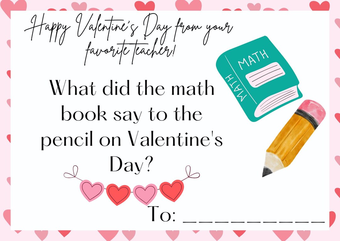 EDITABLE Valentines Day Card From Teacher to Students (math) - Etsy