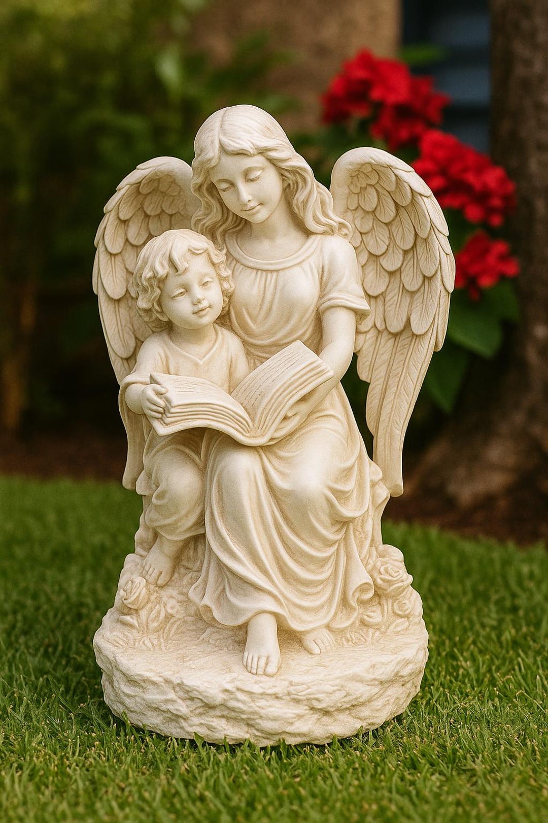 Guardian Angel and Child Statue – Spiritual Angel Figurine, Memorial ...