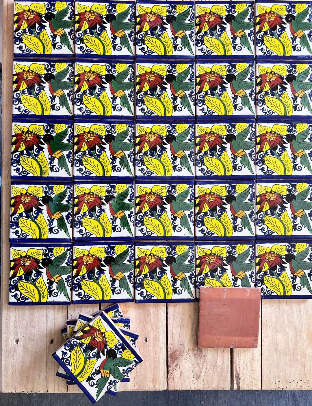 100 Pieces of Mexican Talavera Tiles, Authentic Hand Painted Talavera ...