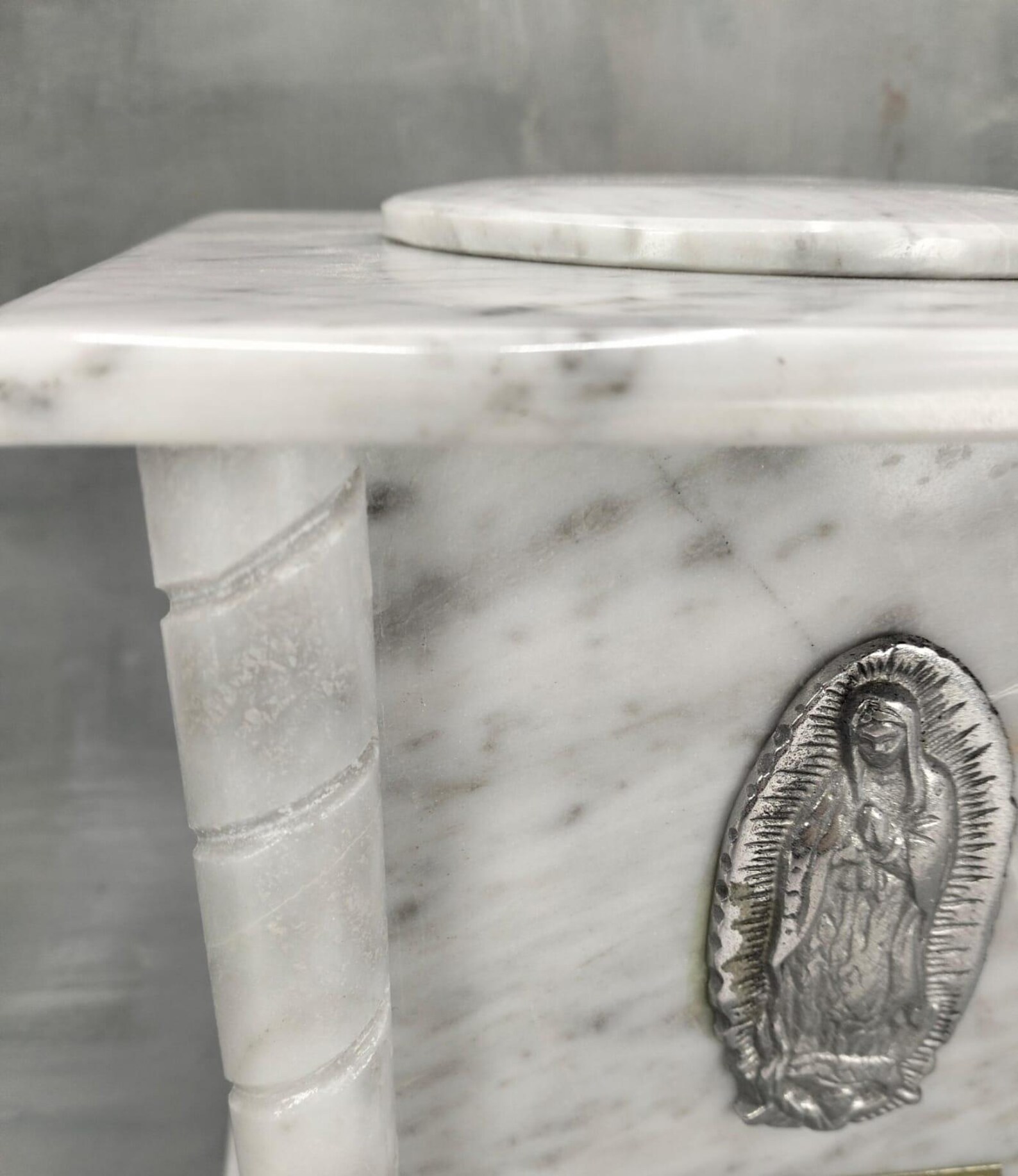 White Marble Cremation Urn for Ashes – Virgin of Guadalupe Funeral Urn ...