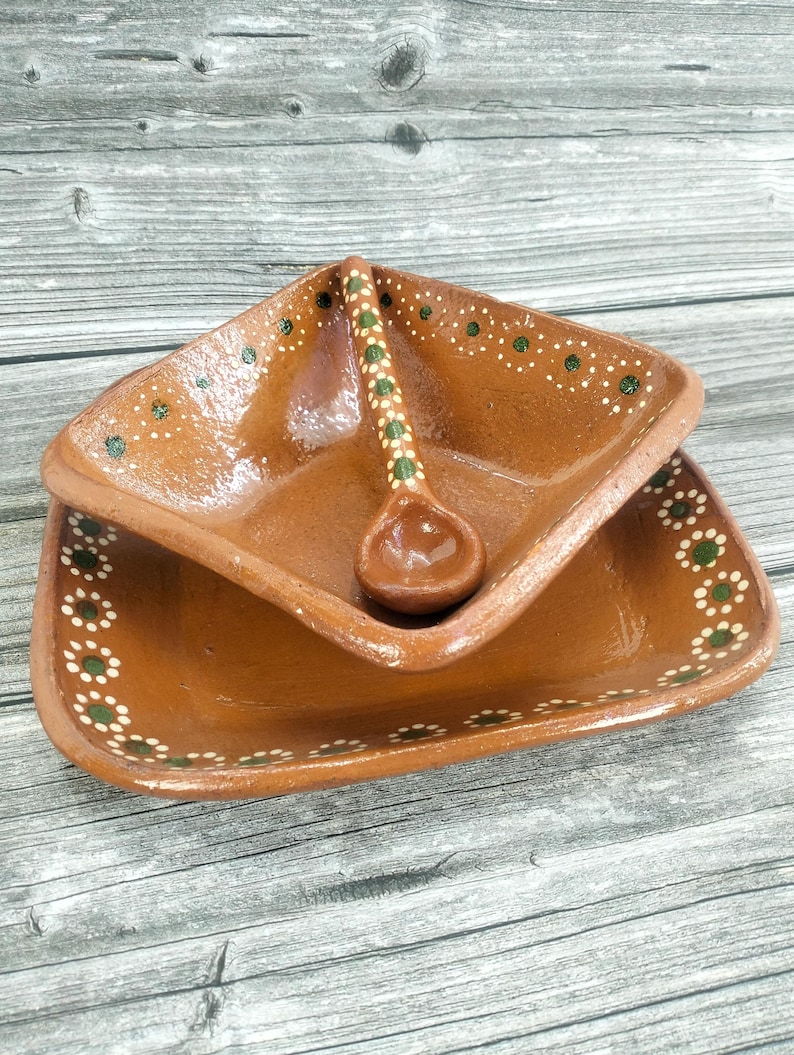 Set Handmade Mexican Clay Salsa Dishes With Spoons – Traditional ...