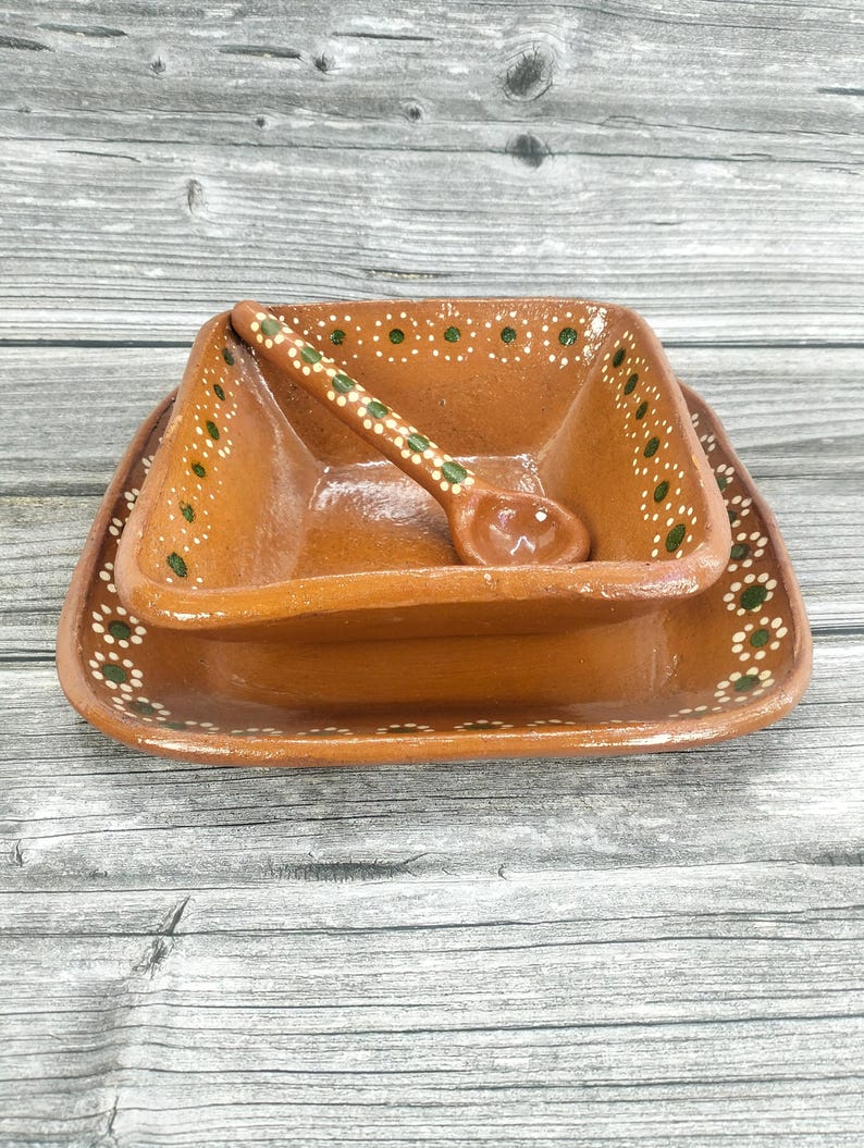 Set Handmade Mexican Clay Salsa Dishes With Spoons – Traditional ...