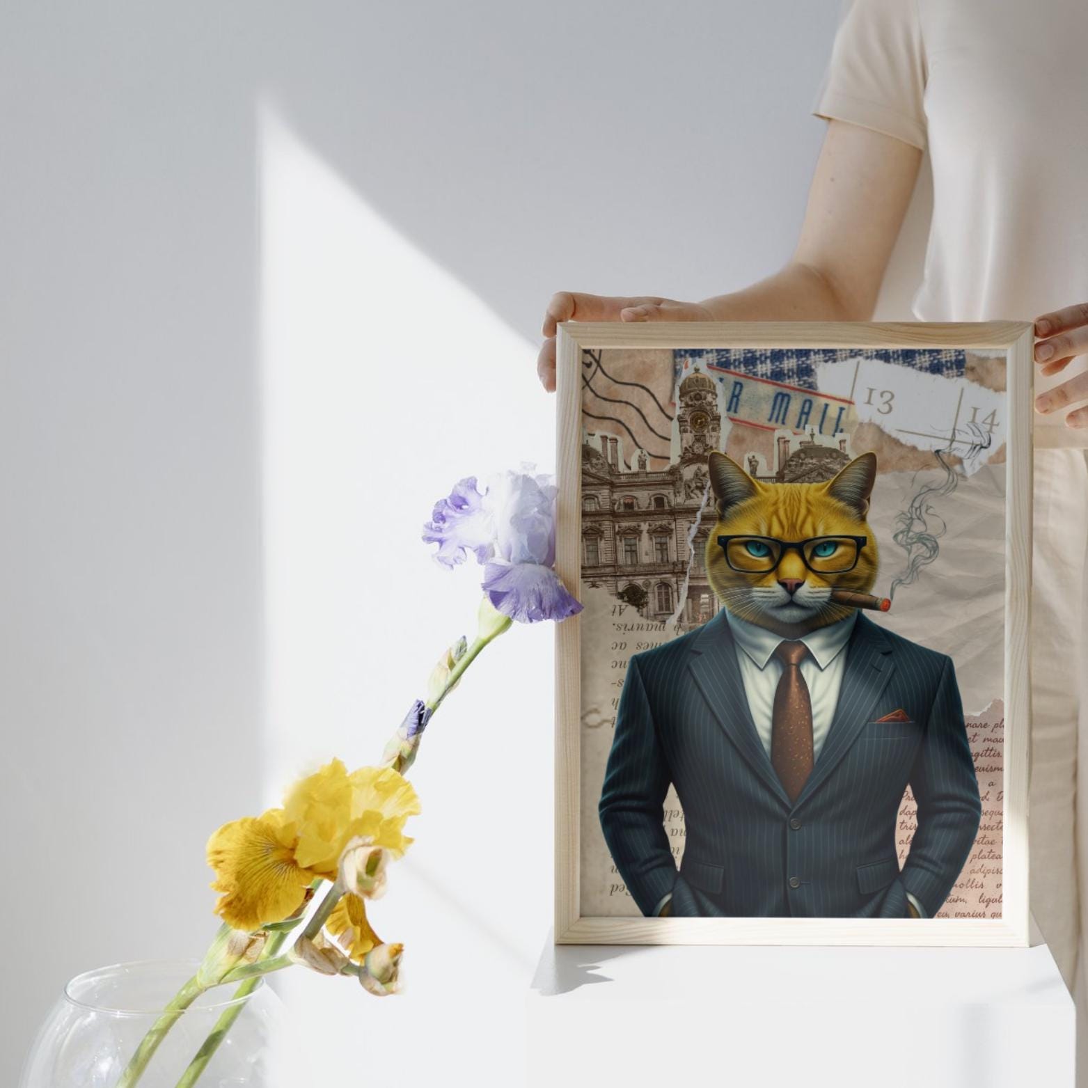 Dapper Gentleman Cat Vintage Cat Wall Art Printable Pet Portrait Boss ...