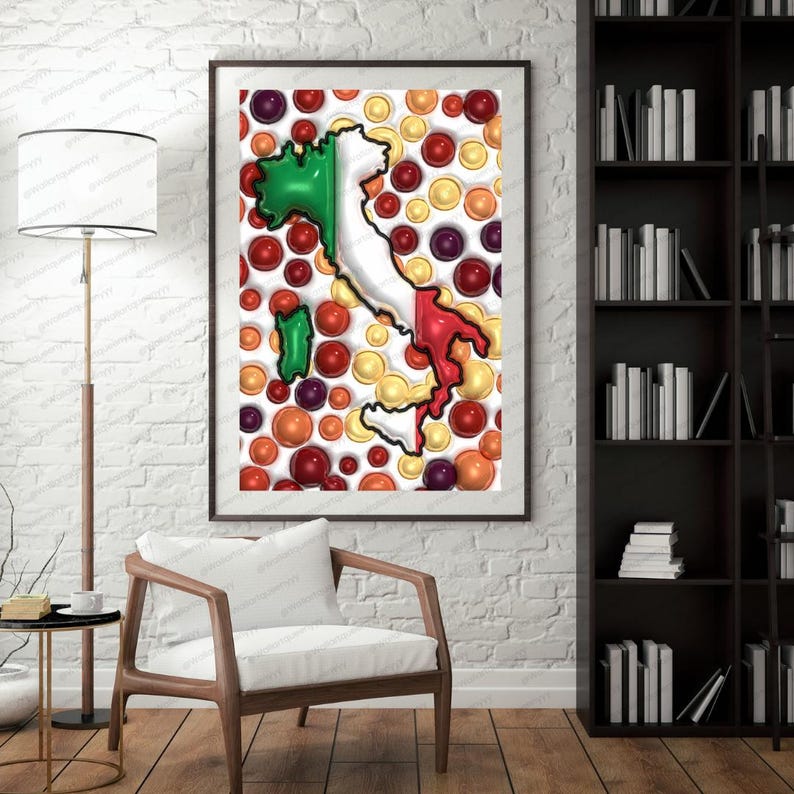 Italy 3D Layered Map Wall Art | Printable Poster | Modern Home Decor ...