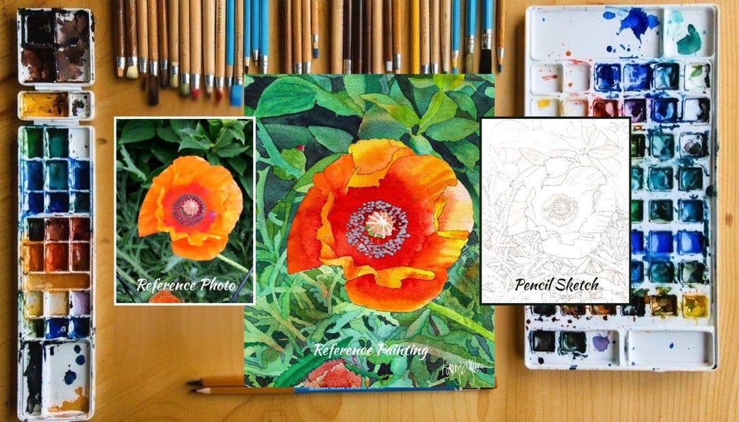 Watercolor Background Line Drawing for Tracing or Printing ...