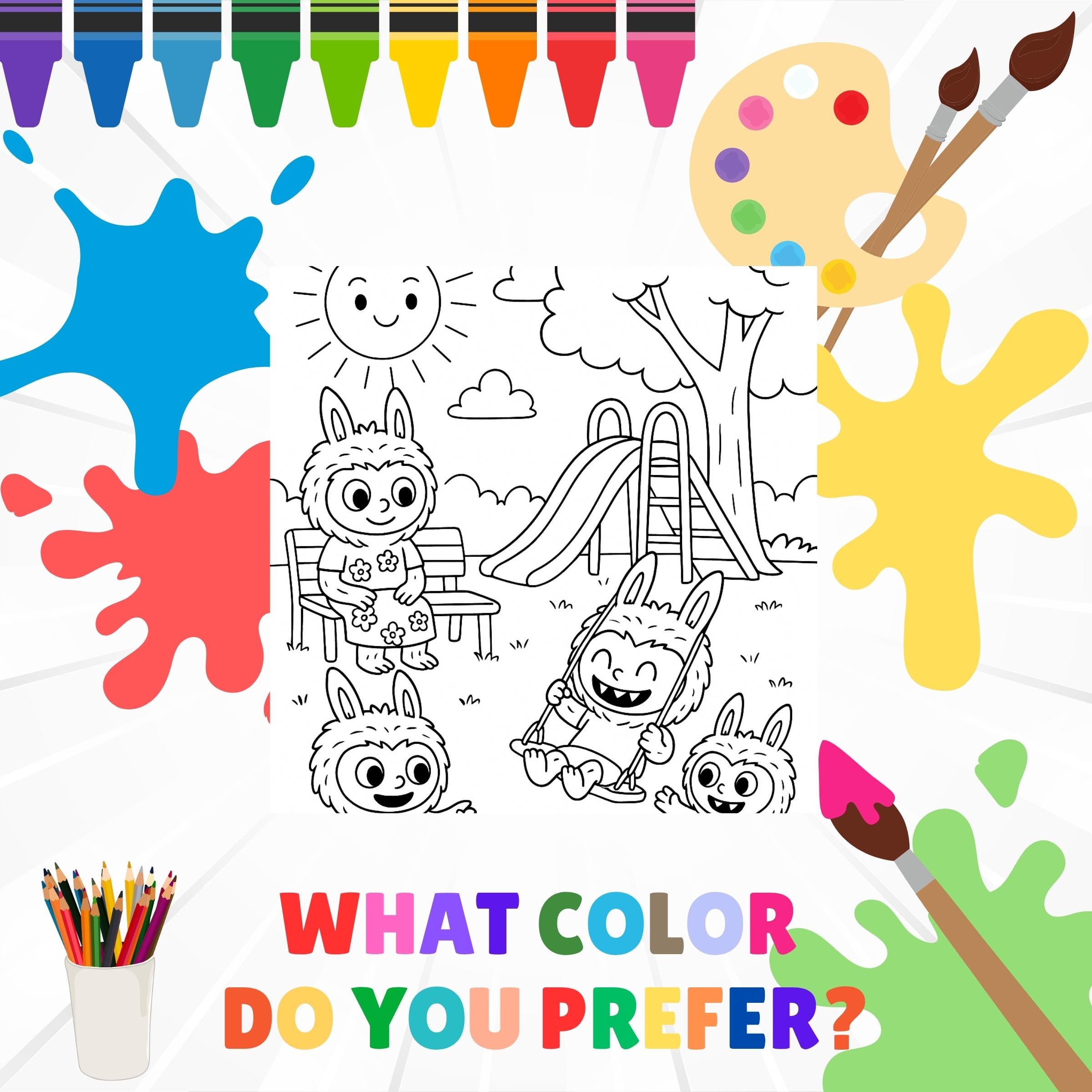Labubu Daily Routines Coloring Pages for Kids • 20 Printable PDF Sheets ...