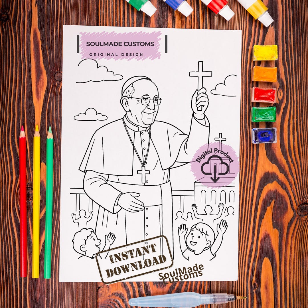 Pope Francis Memorial Coloring Pages for Kids, 16 Printable A4 Sheets ...