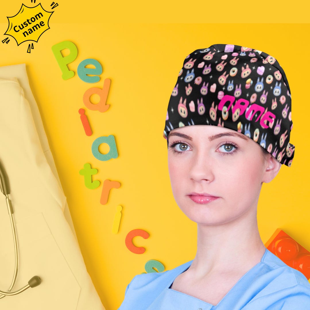 Custom Monsters Scrub Cap for Women, Personalize Nurse Scrub Cap With ...