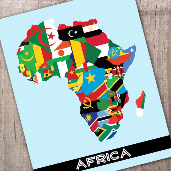 Art & Collectibles Housewarming Africa Poster Africa Map Art Colorful ...