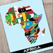 Africa Flag Map Art Print, Colorful Africa Poster, Housewarming Africa ...