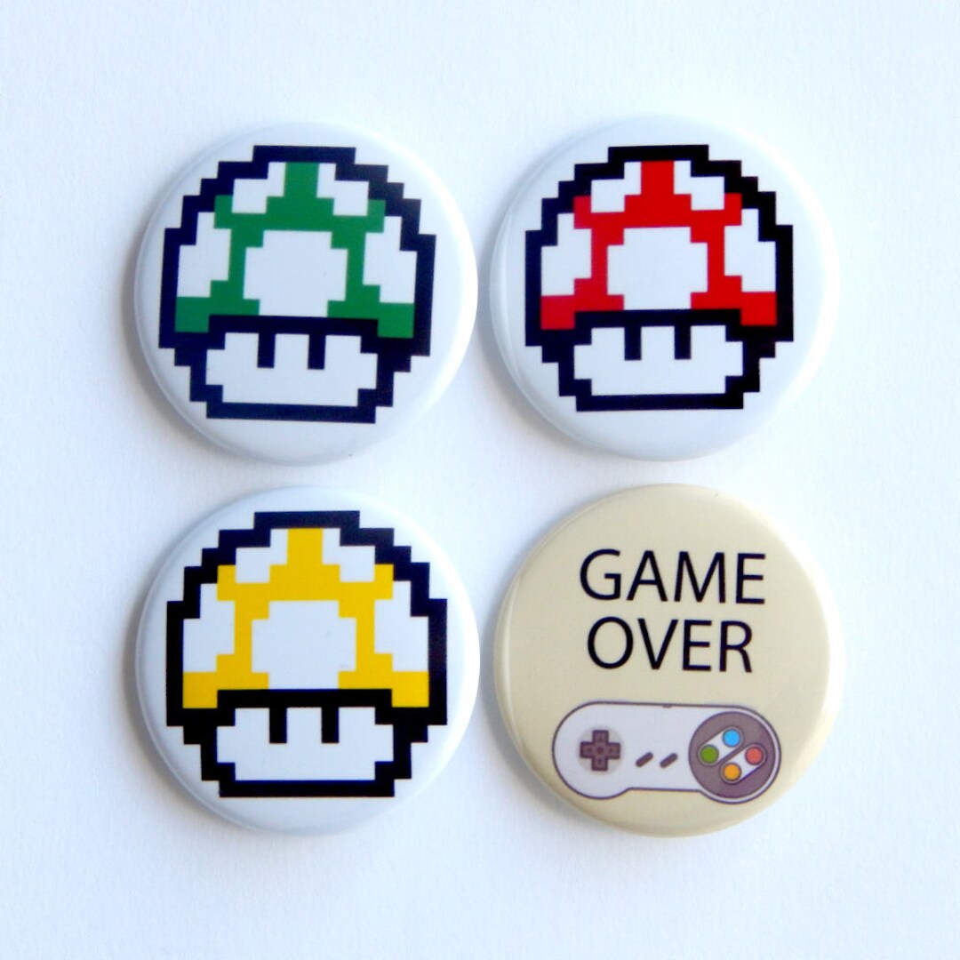Set of All 4 Video Game Pins, Gamer Girl Mario Mushroom, Backpack ...