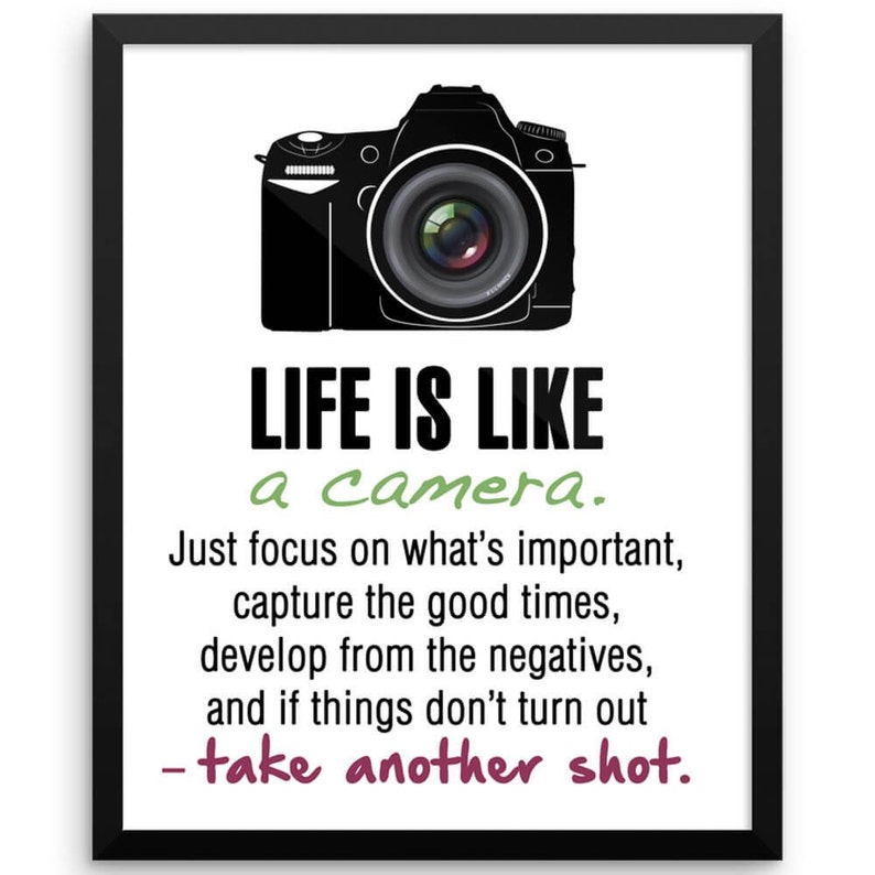 Life is Like A Camera, Motivational Wall Art Print, Camera Poster Art ...
