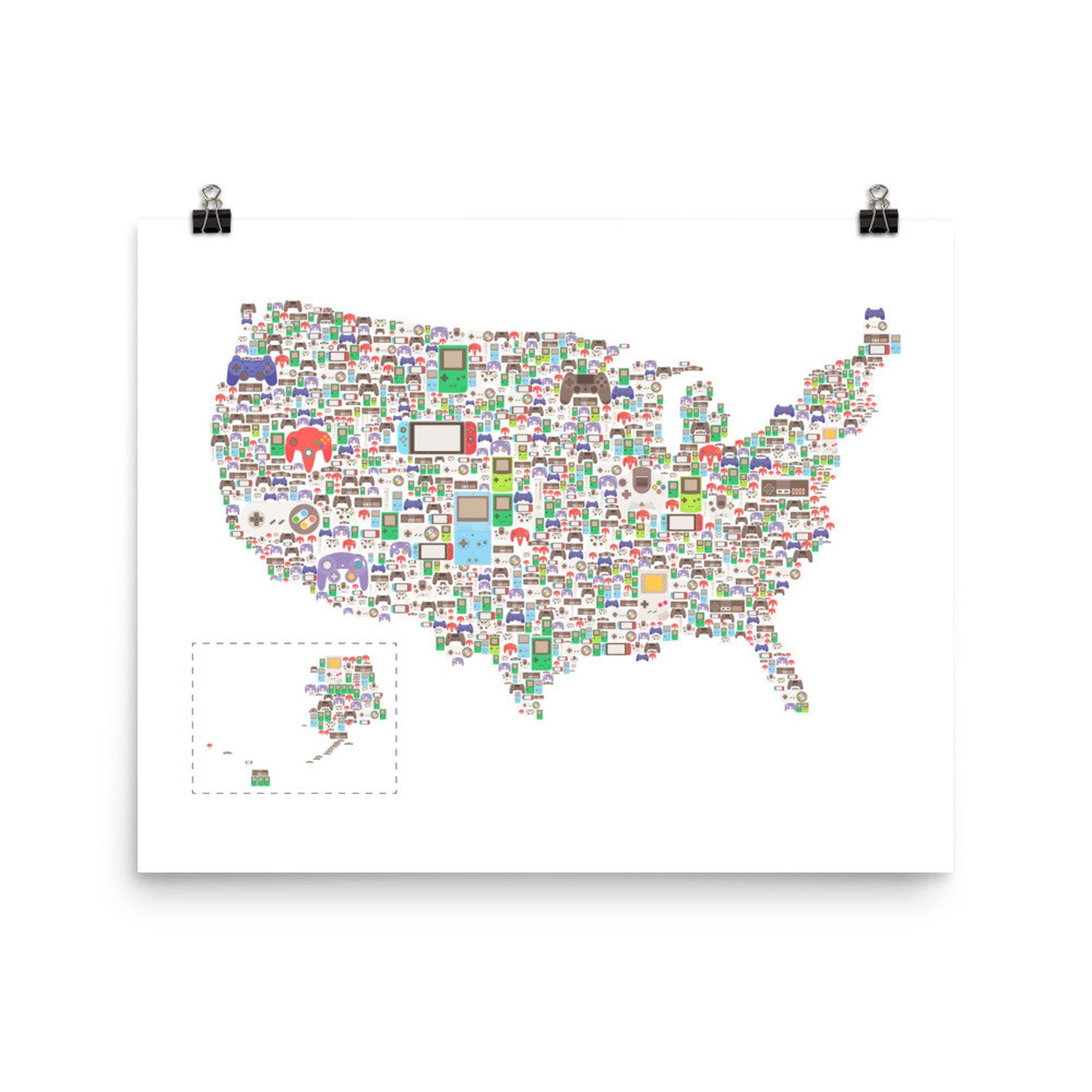 USA Map Video Gamer Decor Video Game Posters for Walls - Etsy