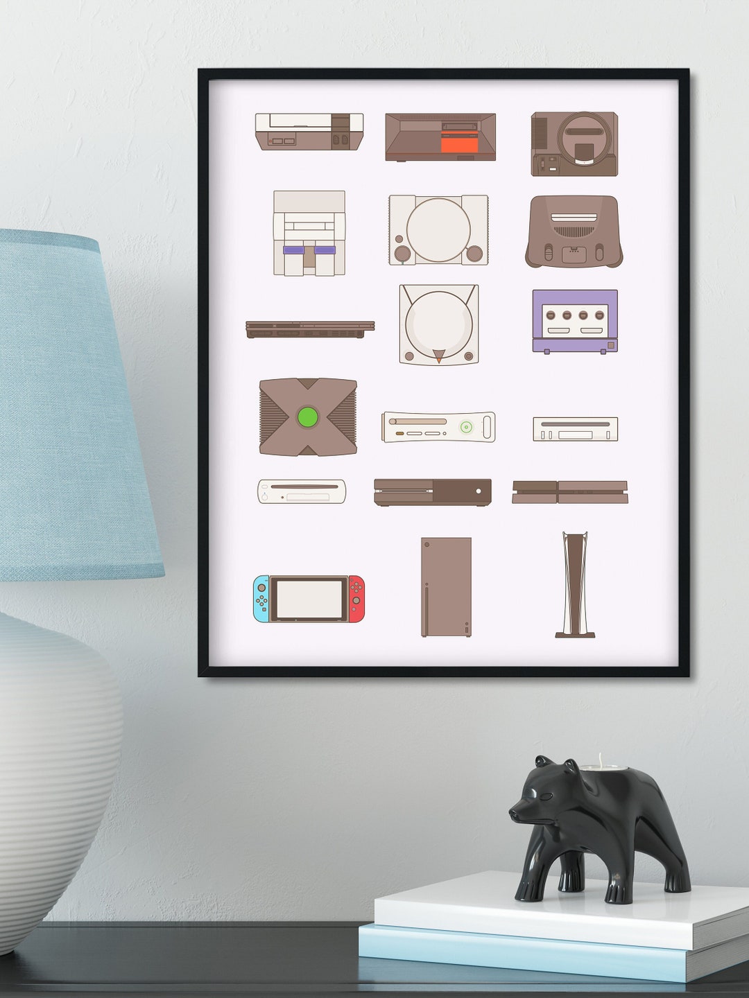 Video Game Console Art Print for Game Room | Video Game Poster, Gaming ...
