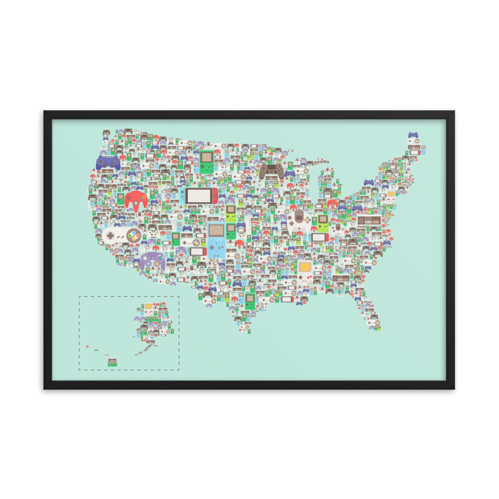 USA Map Video Gamer Decor Video Game Posters for Walls - Etsy