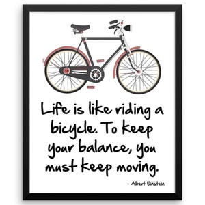 Bicycle Art Print Featuring Albert Einstein Quote: Motivational Wall ...