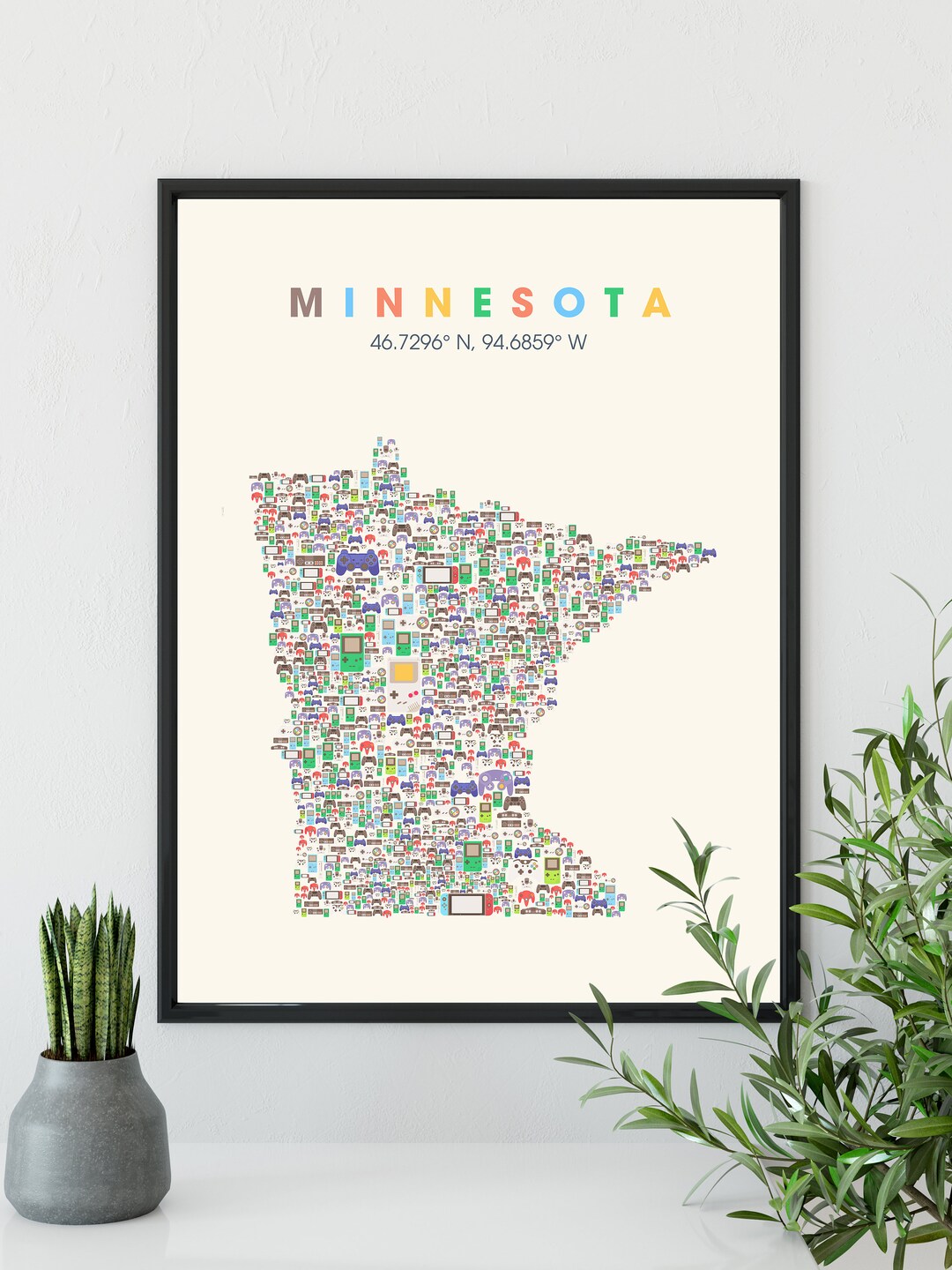 MINNESOTA Video Game Map, City Wall Art Print, Minnesota Neighborhood ...