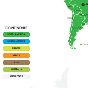 World Map Continents Travel Map World Map Wall ART PRINT - Etsy