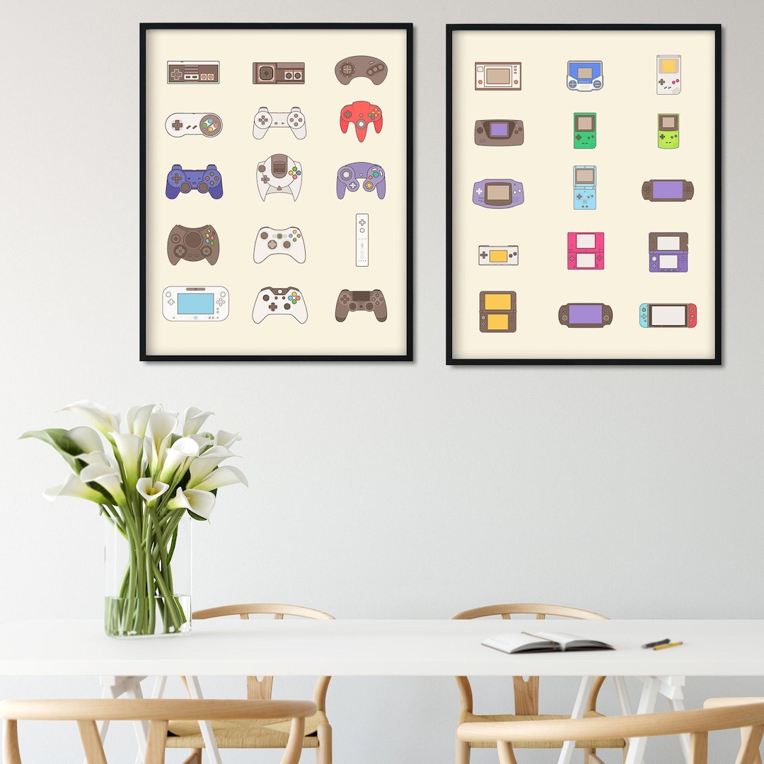 Video Game Room Decor (set of 2 Bundle) | Video Game Art Handheld and ...
