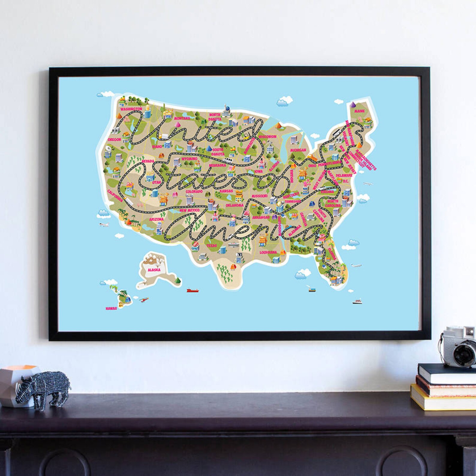 Cute Kids Room Decor USA Map, Nursery Map, United States of America ...