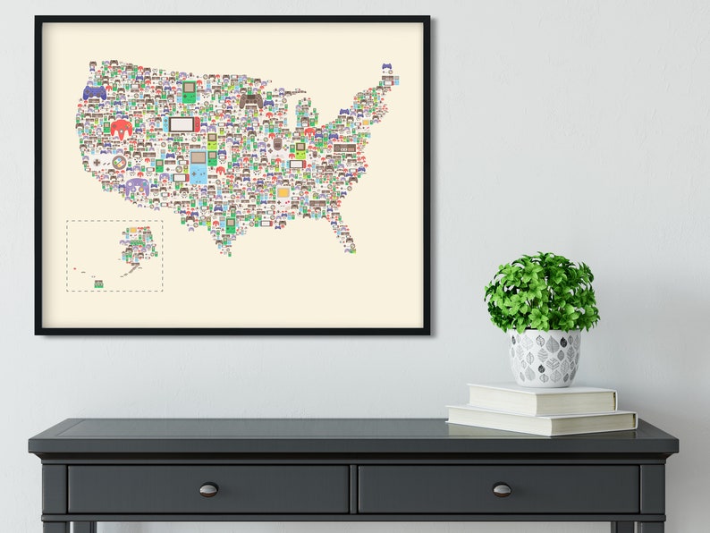USA Map Video Gamer Decor Video Game Posters for Walls - Etsy