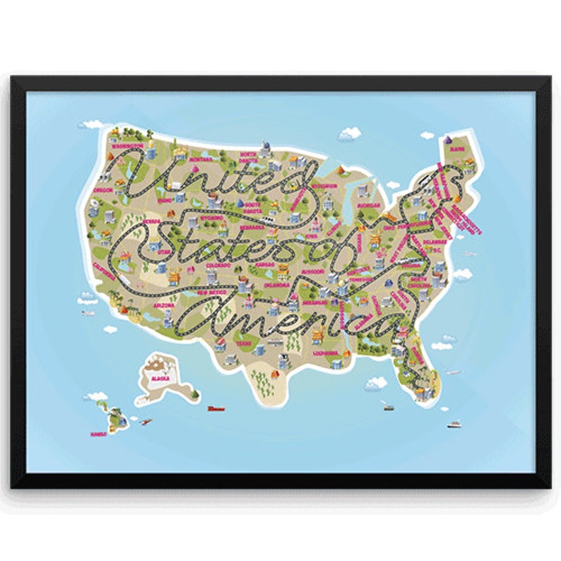 Cute Kids Room Decor USA Map, Nursery Map, United States of America ...