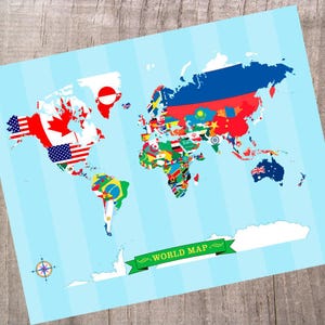 Explore the World Map With Country Flags, Perfect Wanderlust Wall Art ...