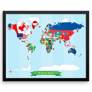 Explore the World Map With Country Flags, Perfect Wanderlust Wall Art ...