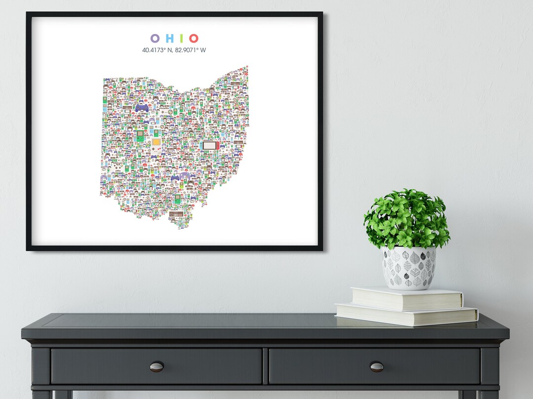 Ohio Video Gaming Poster Map, City Wall Art Print, Ohio Neighborhood ...