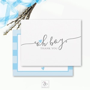 Boy Baby Shower Thank You Cards, Cute Baby Boy Thank You Notes, Oh Boy ...