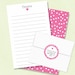 Personalized Girl's Letter Writing Set, Cute Heart and Polka Dots Lined ...