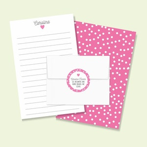 Personalized Girl's Letter Writing Set, Cute Heart and Polka Dots Lined ...