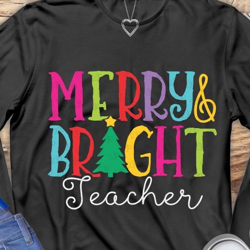 Teacher Christmas SVG Merry and Bright SVG Teacherchristmas - Etsy