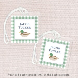 Personalized Duck Baby Boy Diaper Bag Tag, Watercolor Mallard Duck Bag ...