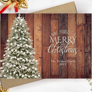 Personalized Christmas Cards With Envelopes, Rustic Christmas Tree Note ...
