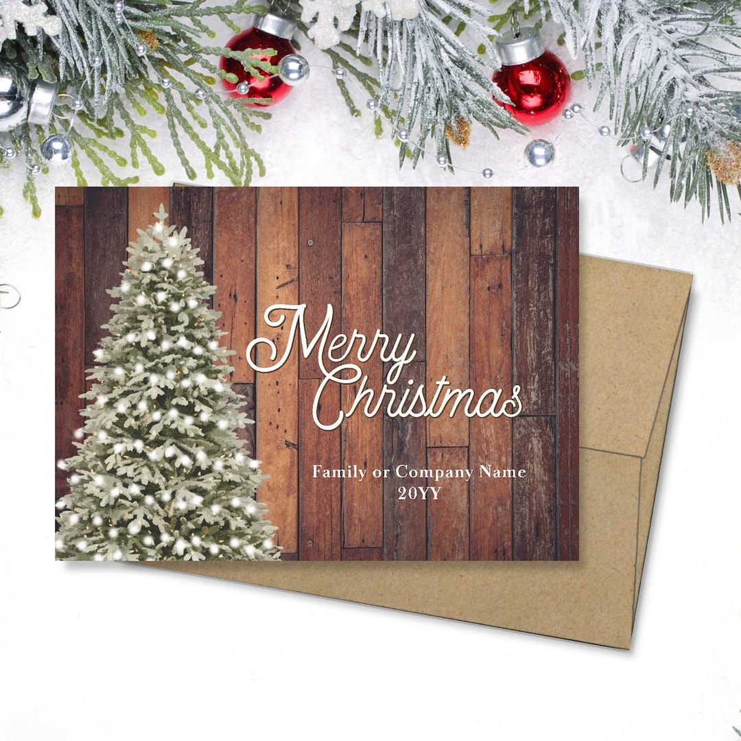 Personalized Christmas Cards With Envelopes, Rustic Merry Christmas ...