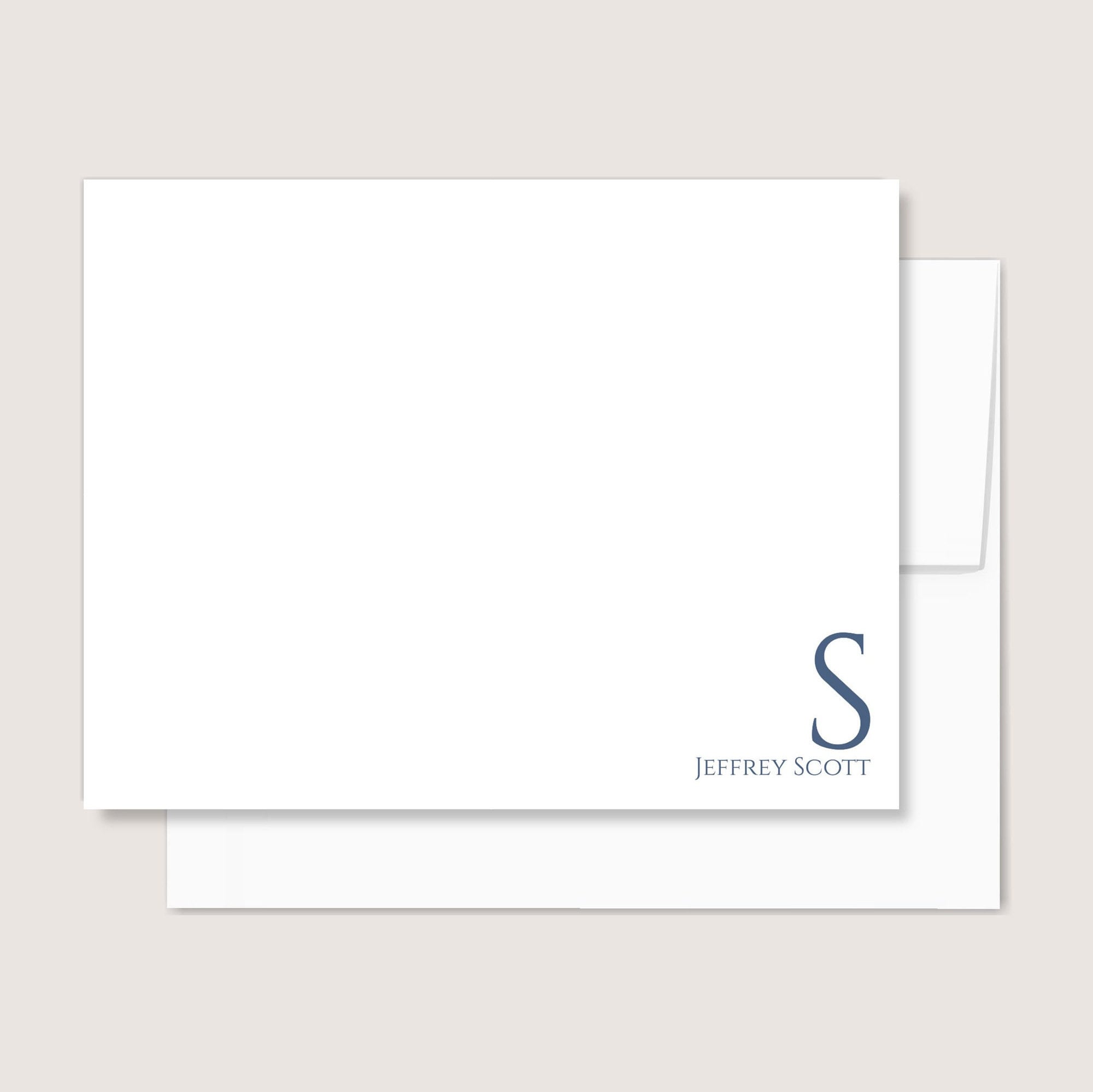 Personalized Single Initial Note Cards, Monogram Bottom Corner Flat ...