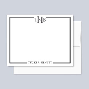 Personalized Monogram Stationery, Men's Monogram Notecards, Custom Masculine Initials Stationary ...