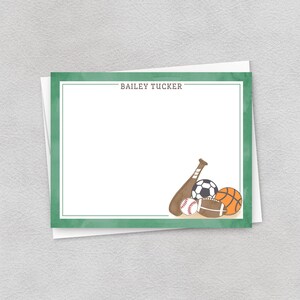 Personalized Sports Stationery Set for Kids Note Cards & Envelopes ...