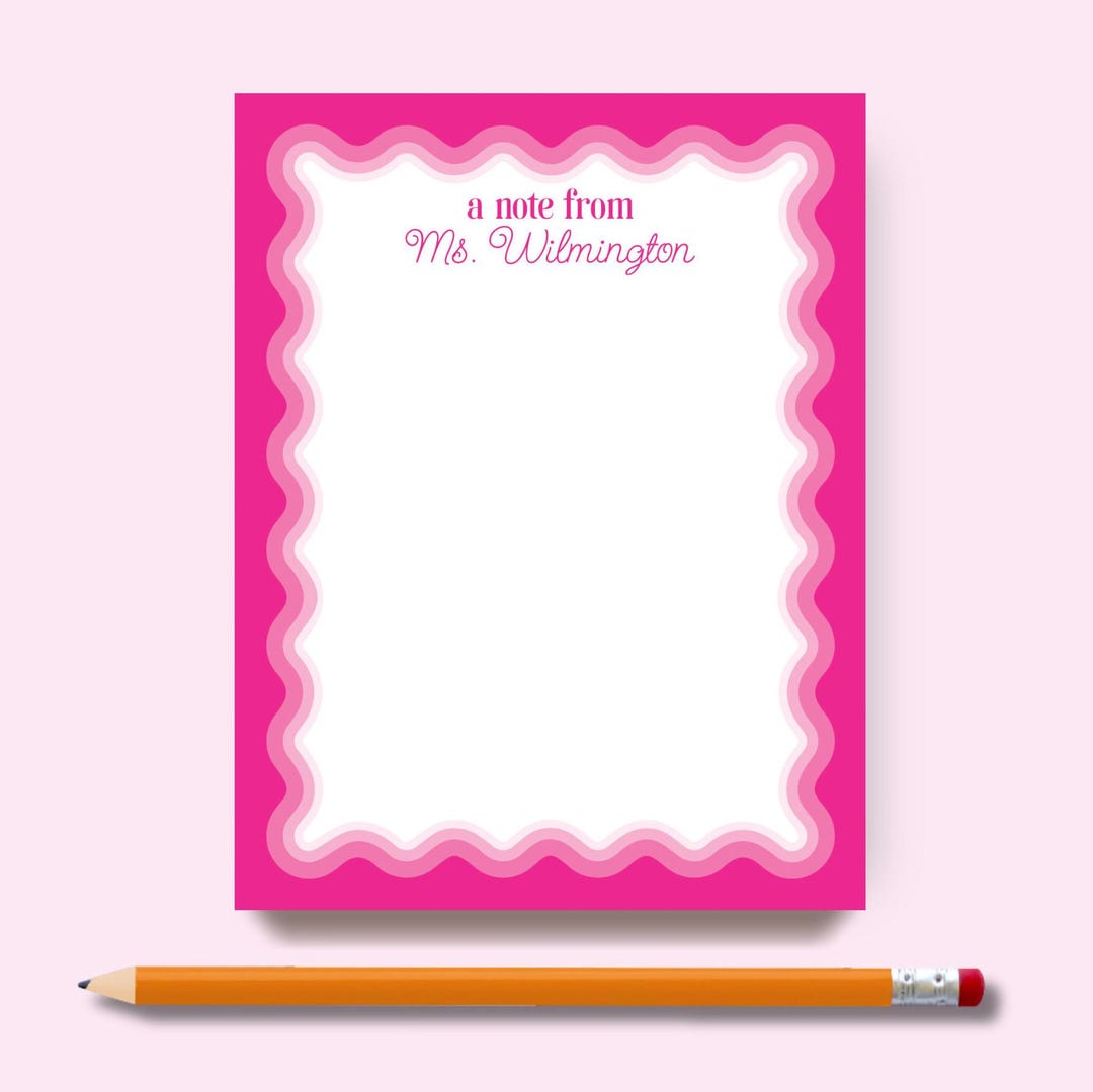 Personalized Scallop Notepad for Girls, Custom Wavy Note Pad for ...