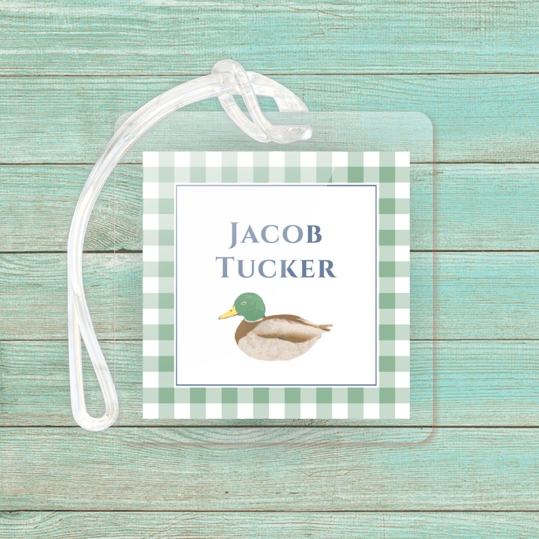 Personalized Duck Baby Boy Diaper Bag Tag, Watercolor Mallard Duck Bag ...