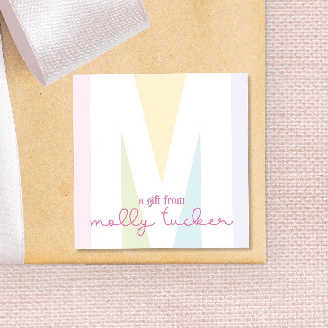 Personalized Girl Calling Card or Sticker, Monogram Enclosure Card ...