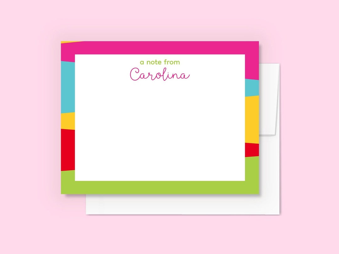 Personalized Girls Stationery Set Custom Colorful Note Cards for Girls ...